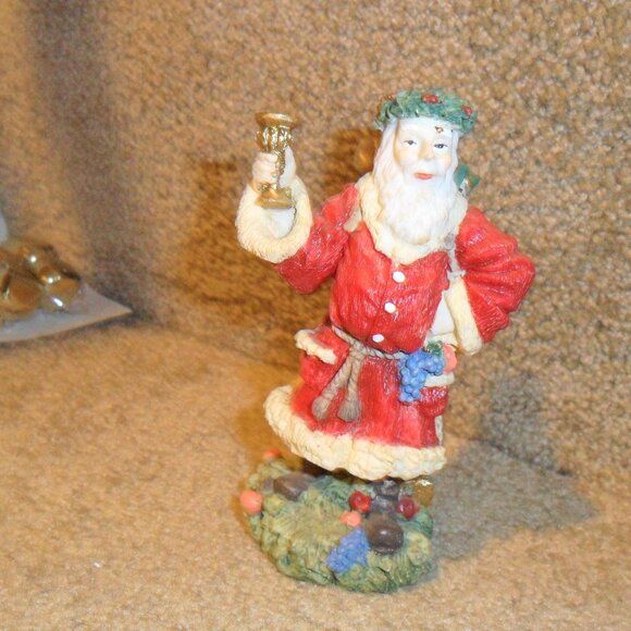 Holiday | Vintage Santa Resin Figure 5 Tall Holding Fruit And Drink ...